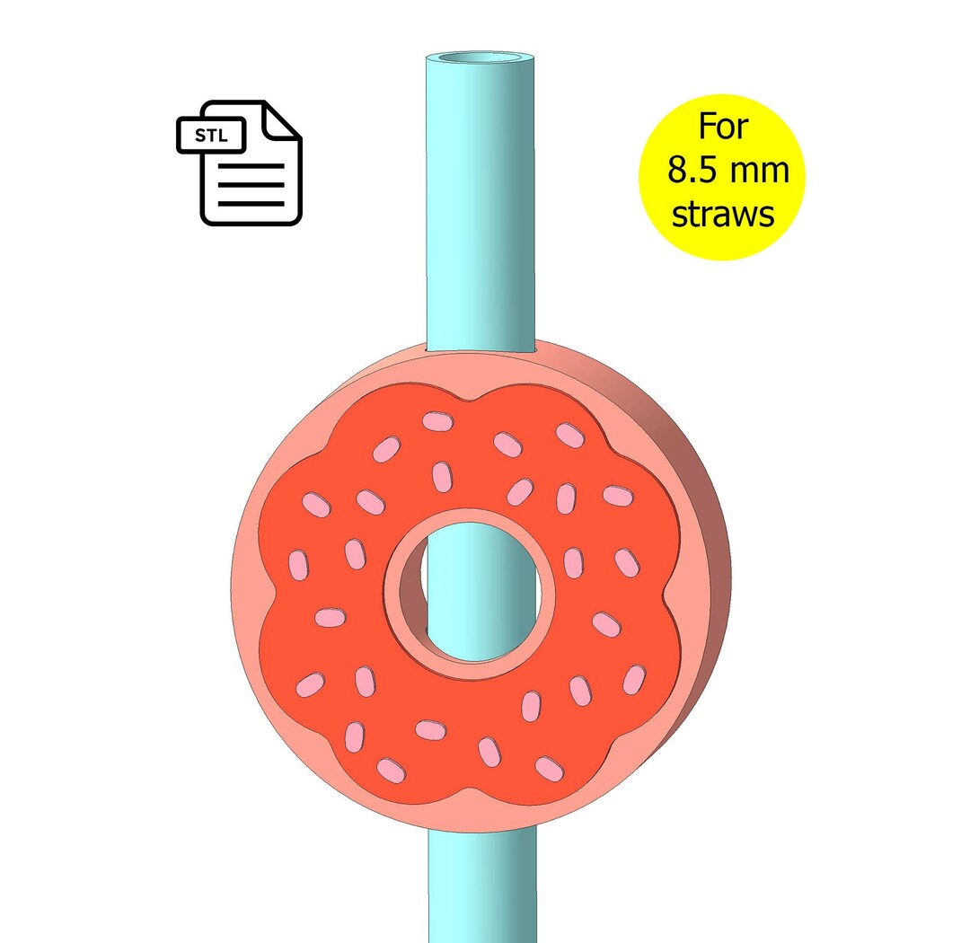 Сhristmas Donut Straw Topper, STL File for 3D Printing - Digital ...