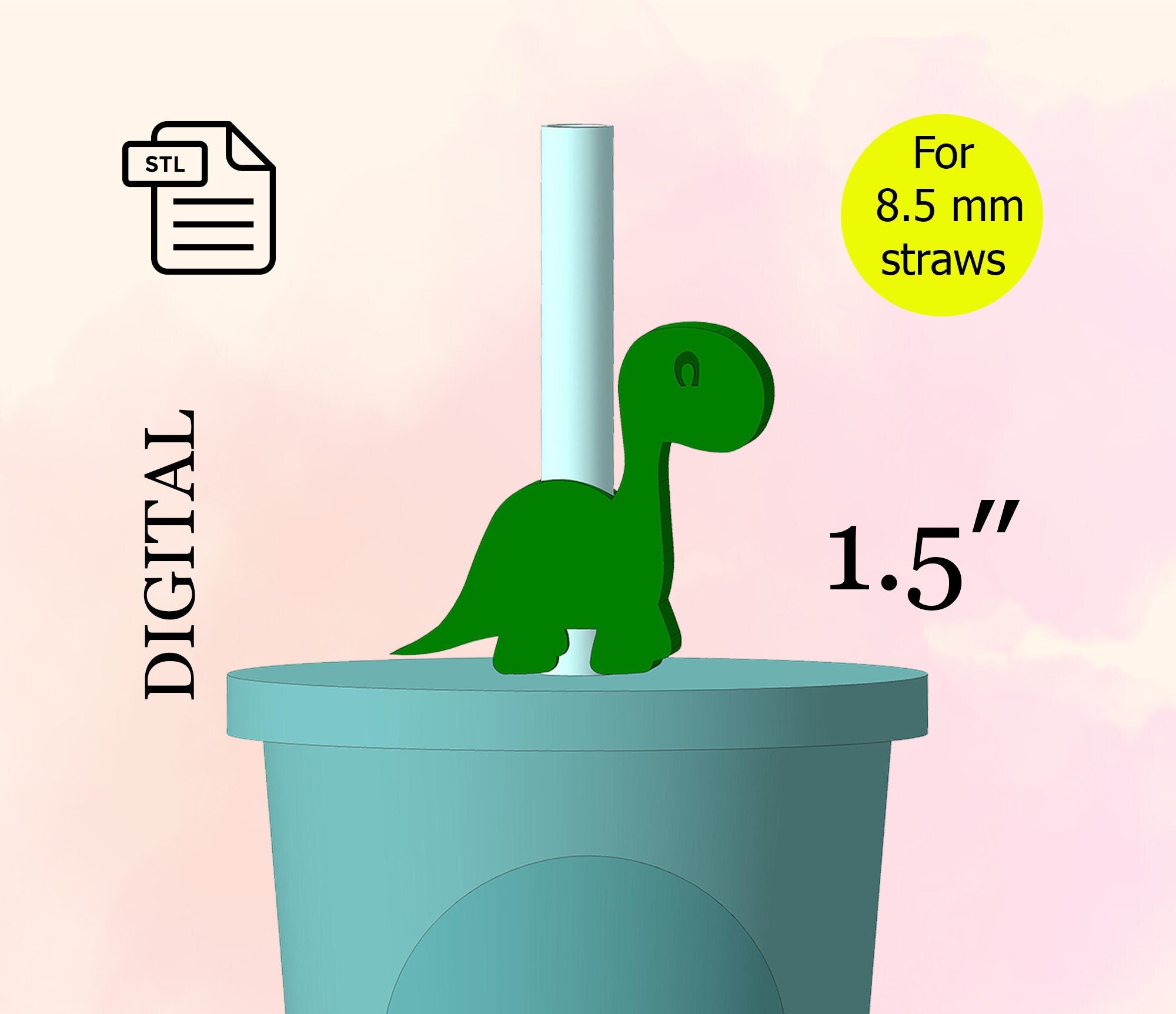 Dinosaur Straw Topper STL File for 3D Printing Party Favors - Etsy