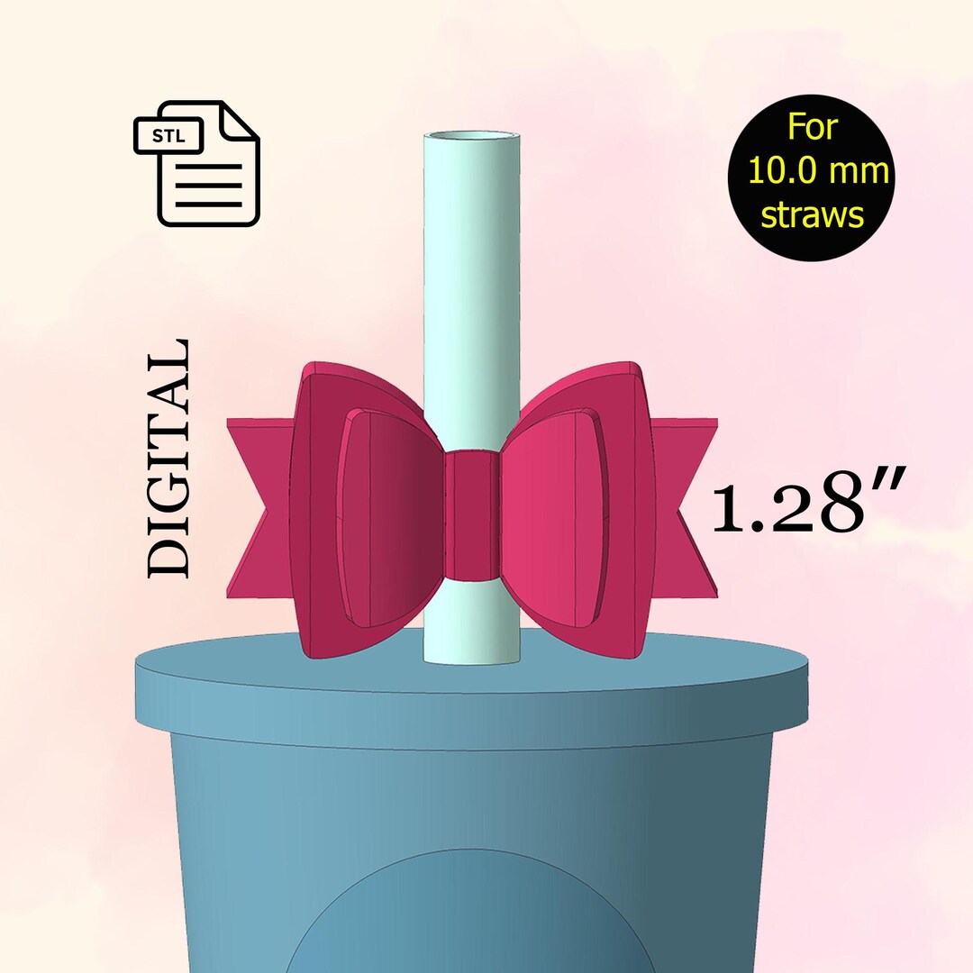 Bow Straw Topper, 20-30-40 OZ, STL File for 3d Printing, 3d Print STL ...
