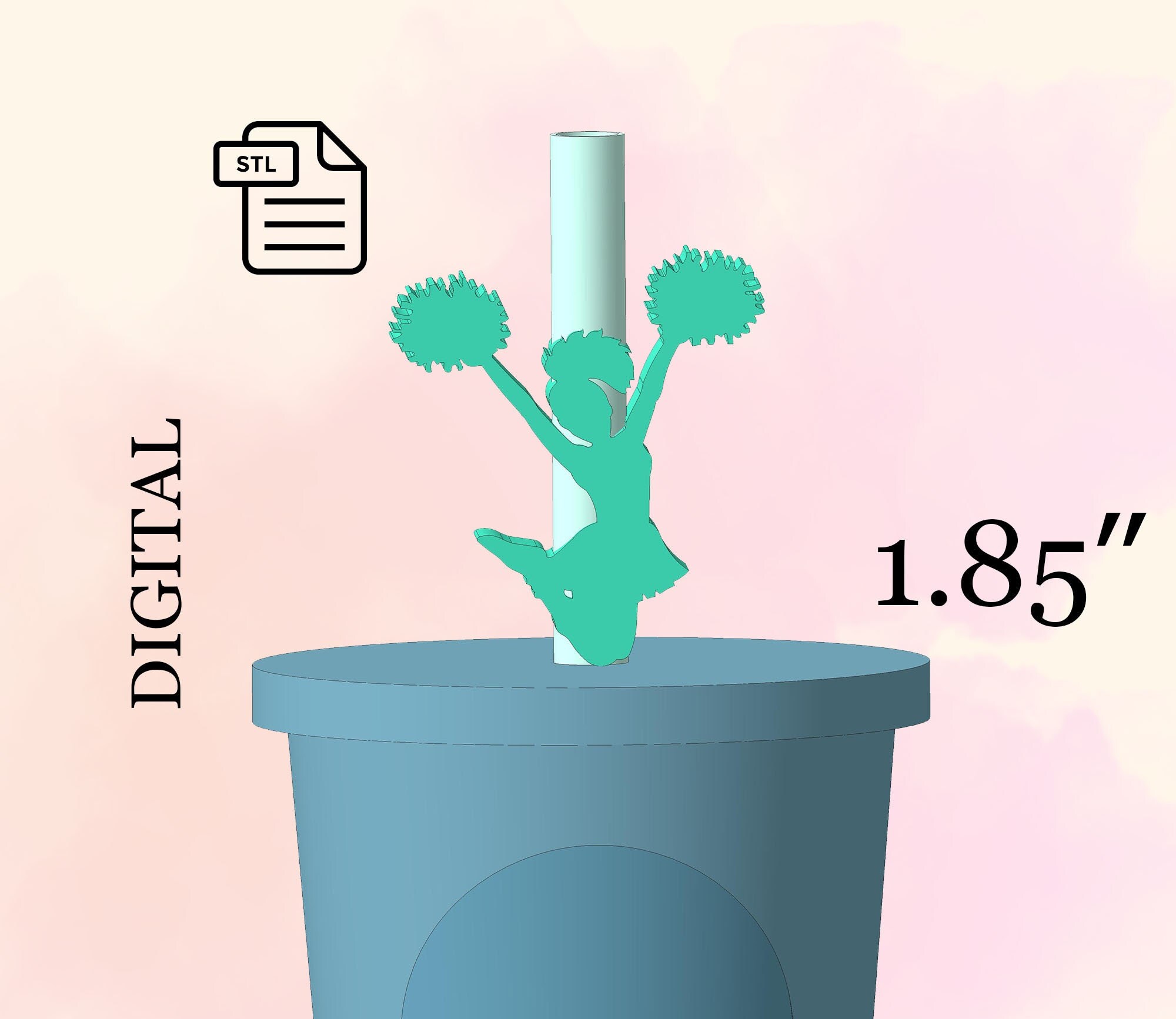 Cheerleader, Straw Topper, STL File for 3d Printing, 3d Print Stl File ...