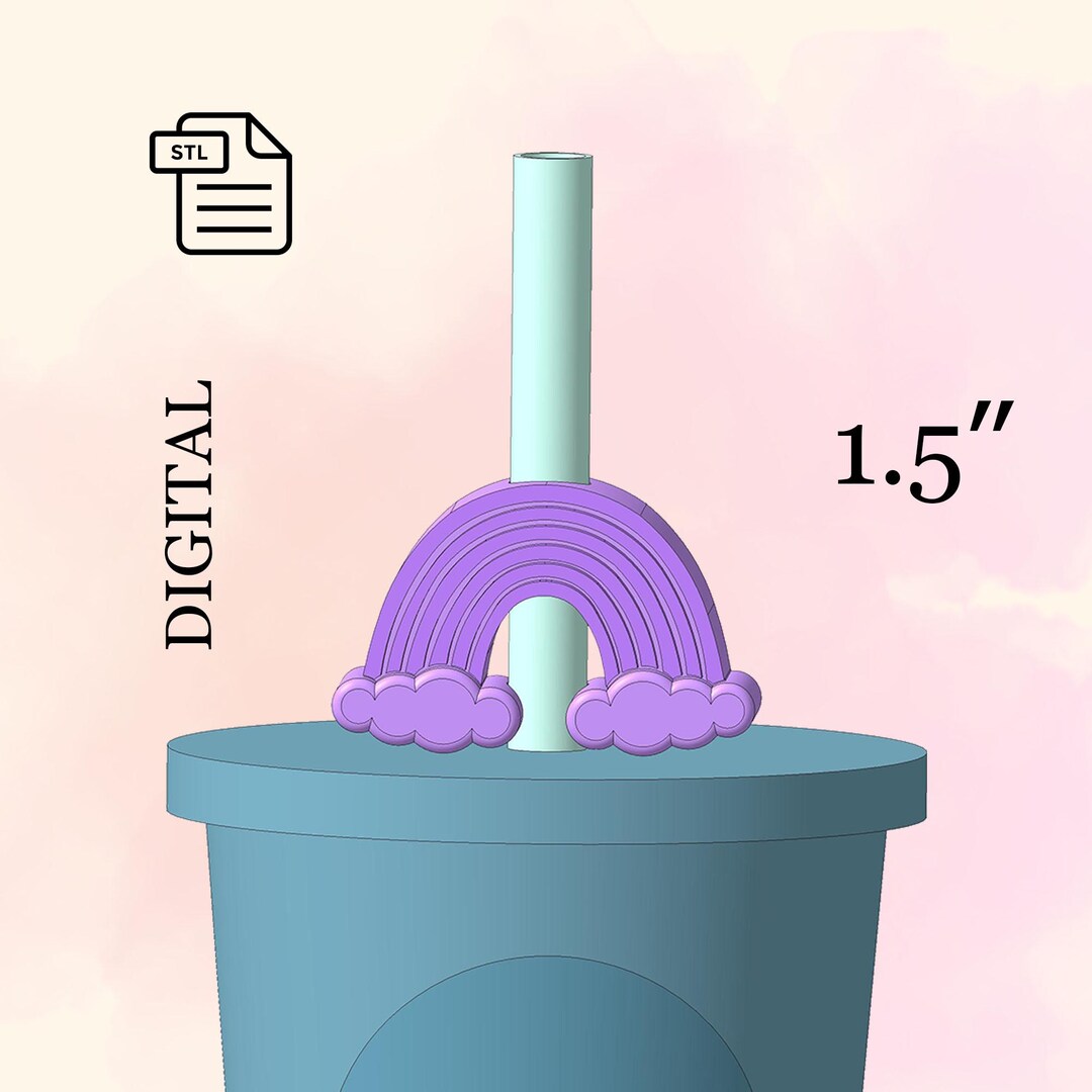 Rainbow Straw Topper STL File for 3D Printing, Cocktail Party Decor, 3d ...