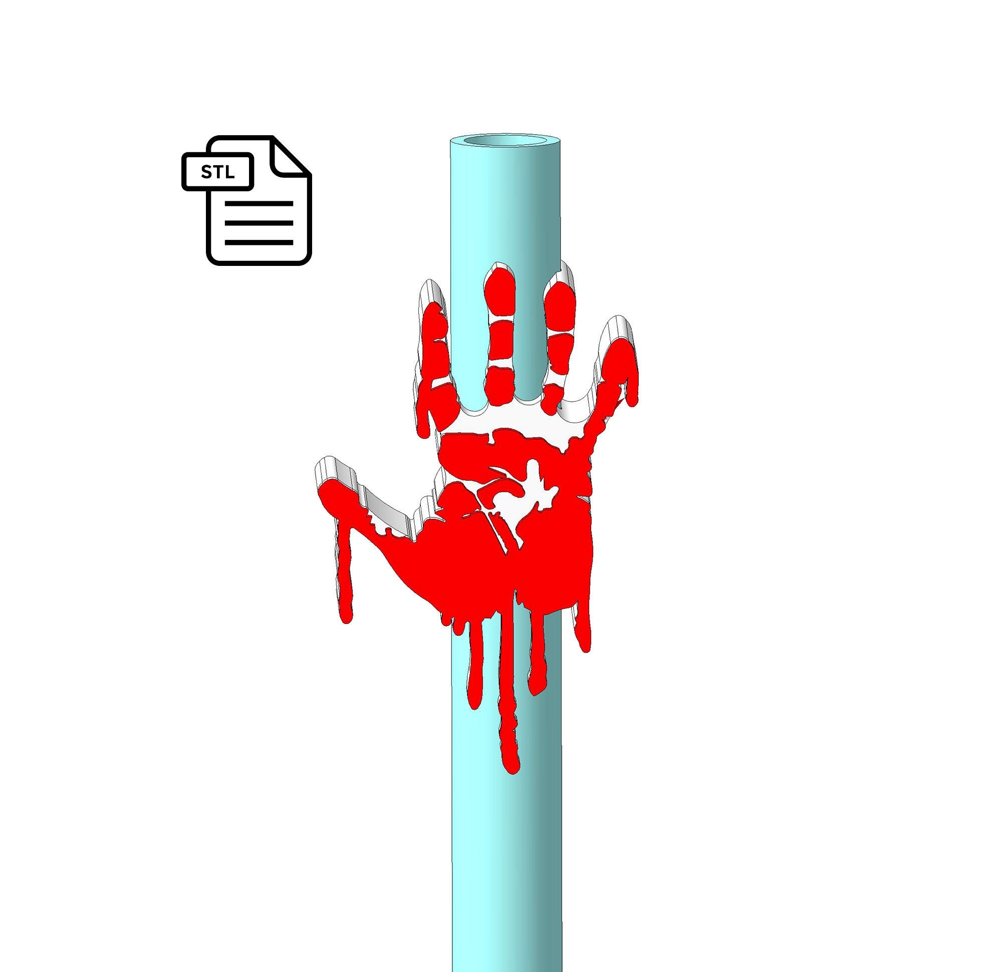 Bloody Handprint, Scary Straw Topper Stl File for 3D Printing ...