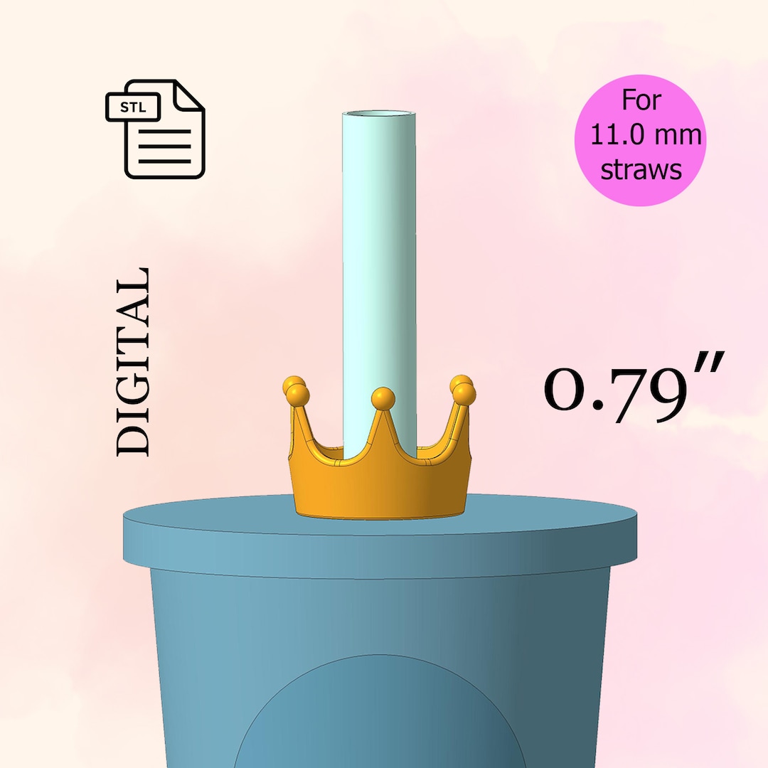 Crown Straw Topper Template STL File for 3D Printing, for 11.0 Mm ...
