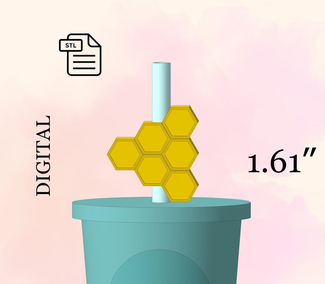 3d Print File Honeycomb Straw Topper, STL File for 3D Printing, Happy ...