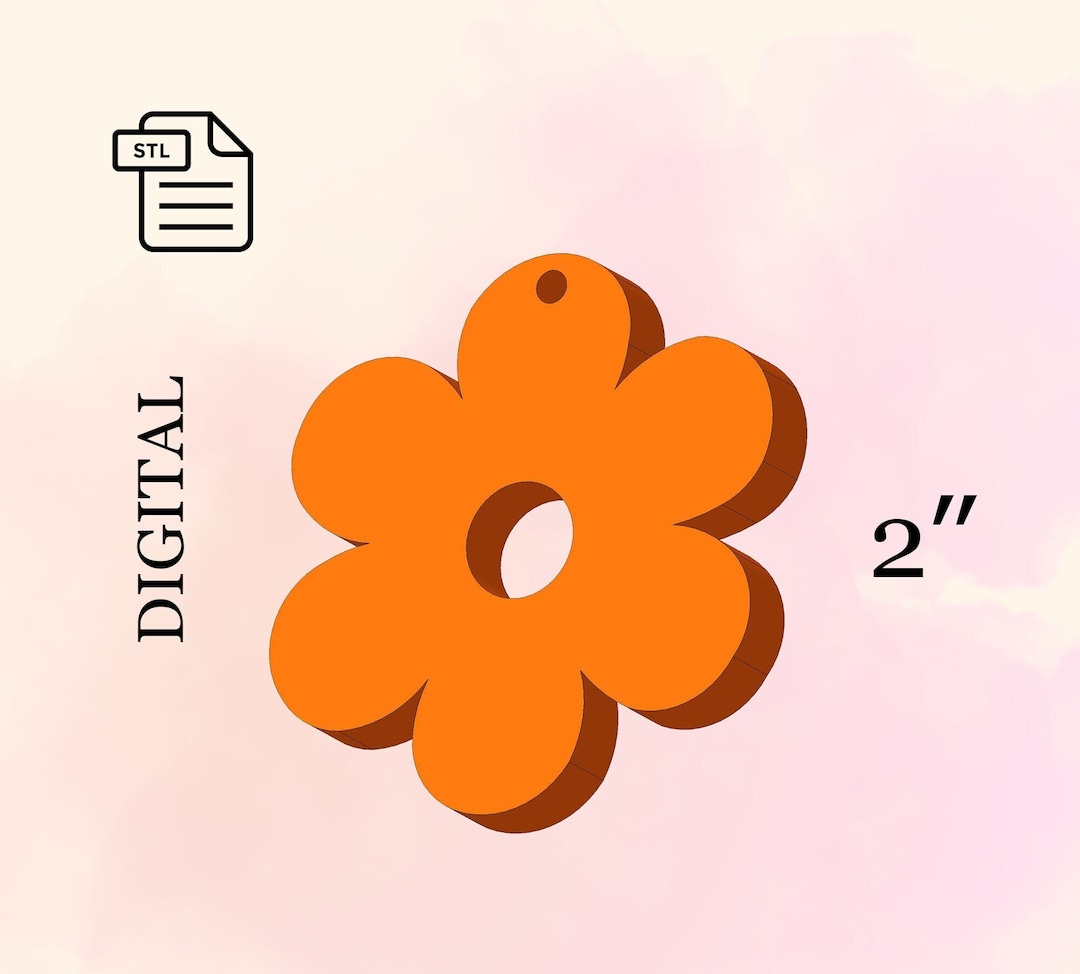 Keychain Simple Flower, 3d Print STL File for 3D Printing - Digital ...
