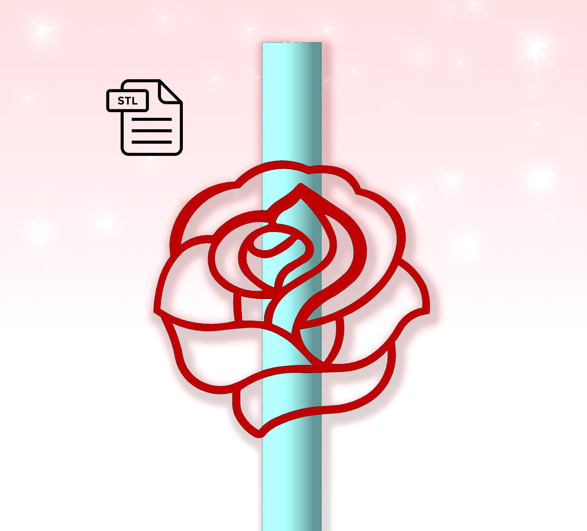 Rose Straw Topper STL File for 3D Printing Holiday - Etsy