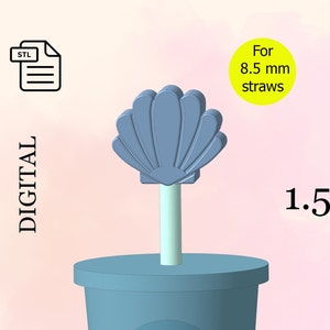 Straw Cover Seashell, Straw Topper STL File for 3d Printing, Summer ...
