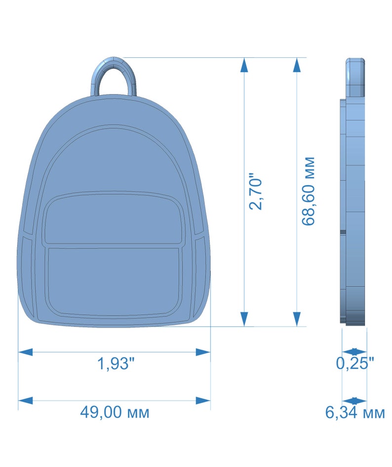 Keychain Backpack Stl File for 3d Printing / School Bag / - Etsy