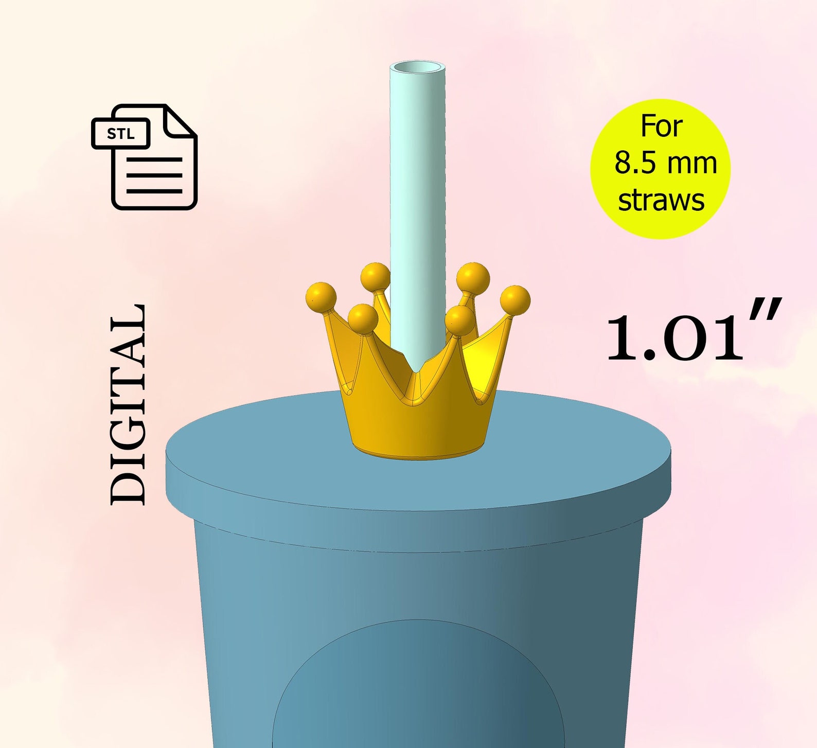 Mini Crown Straw Topper STL File for 3D Printing, Birthday Party, Baby ...