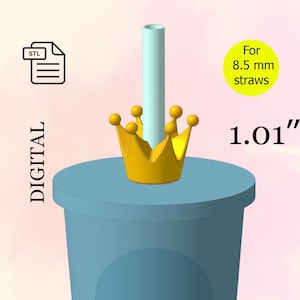 Mini Crown Straw Topper STL File for 3D Printing, Birthday Party, Baby ...