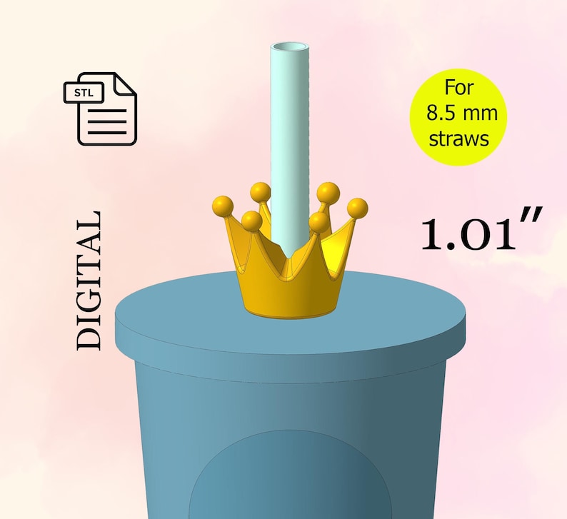 Mini Crown Straw Topper STL File for 3D Printing Birthday - Etsy