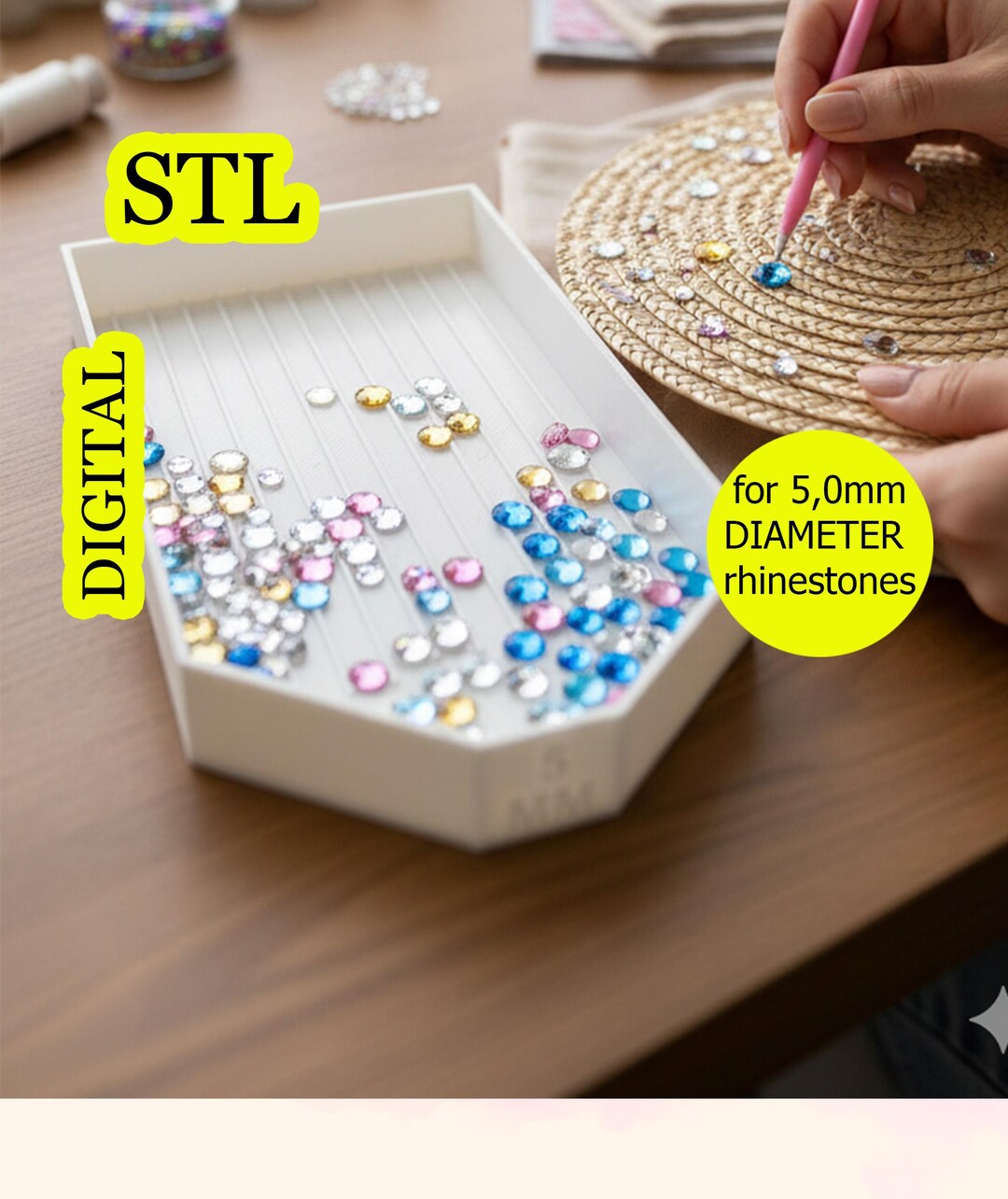 5mm, Rhinestone Sorting Tray, STL File for 3d Printing, Handmade, DIY ...