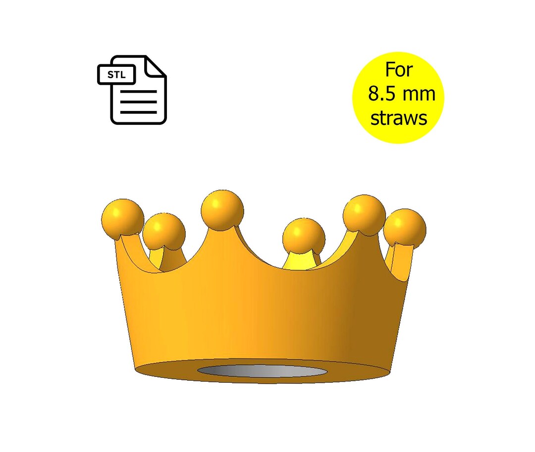 Small Crown Straw Topper Template STL File for 3D Printing, Birthday ...