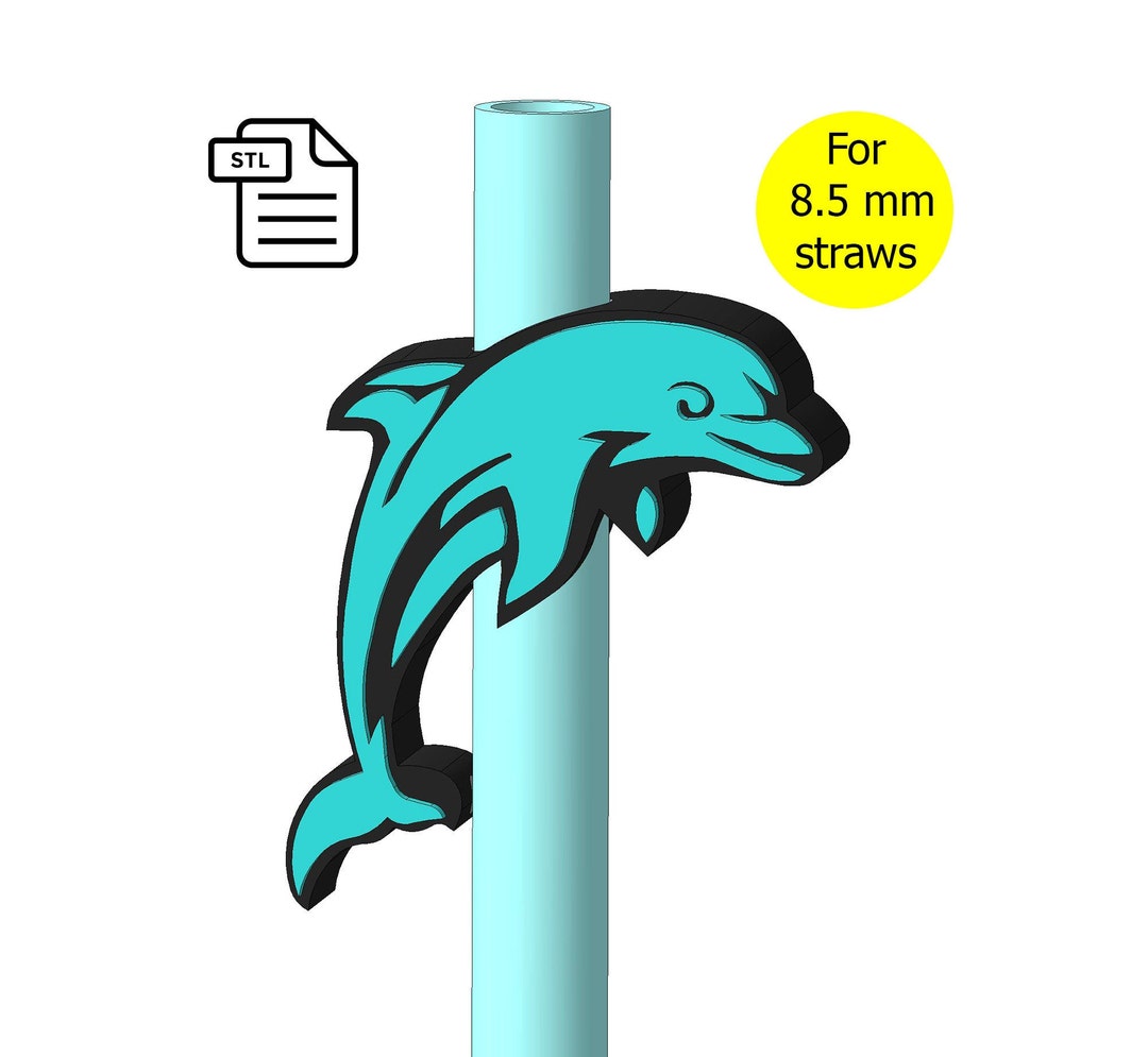 Dolphin Straw Topper STL File for 3D Printing, Baby Shower, Happy ...
