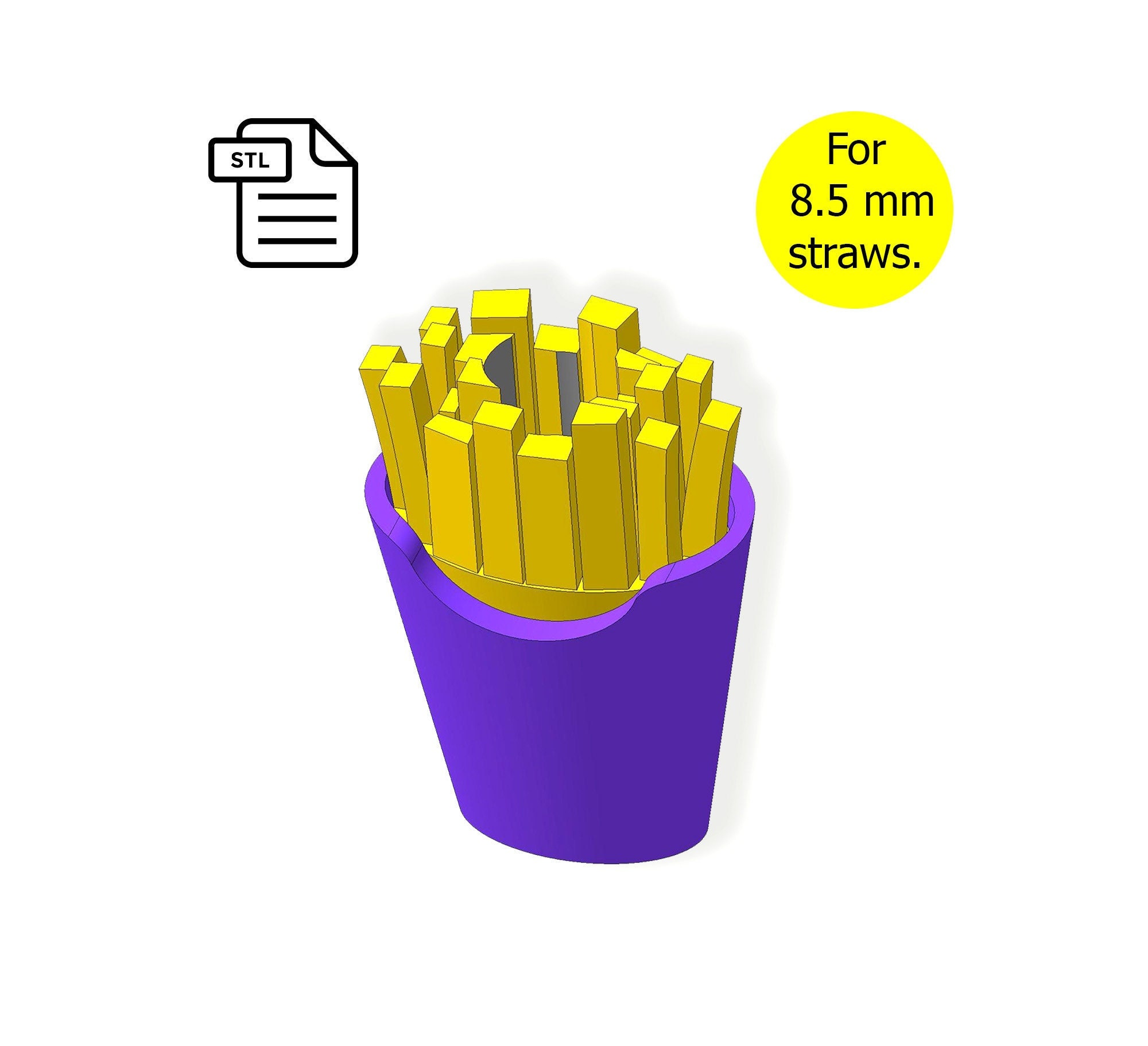French Fry Straw Topper STL File for 3D Printing Food Straw - Etsy