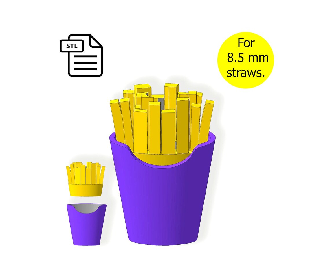 French Fry Straw Topper STL File for 3D Printing Food Straw - Etsy