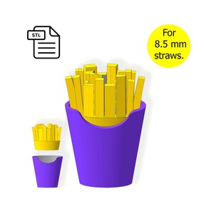 French Fry Straw Topper STL File for 3D Printing, Food Straw Topper, 3d ...