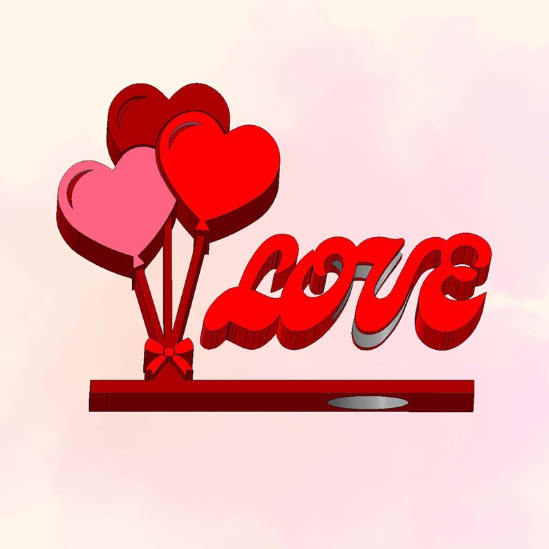 Valentine's Day, Hearts Hot Air Balloons, and Love Straw Topper STL ...