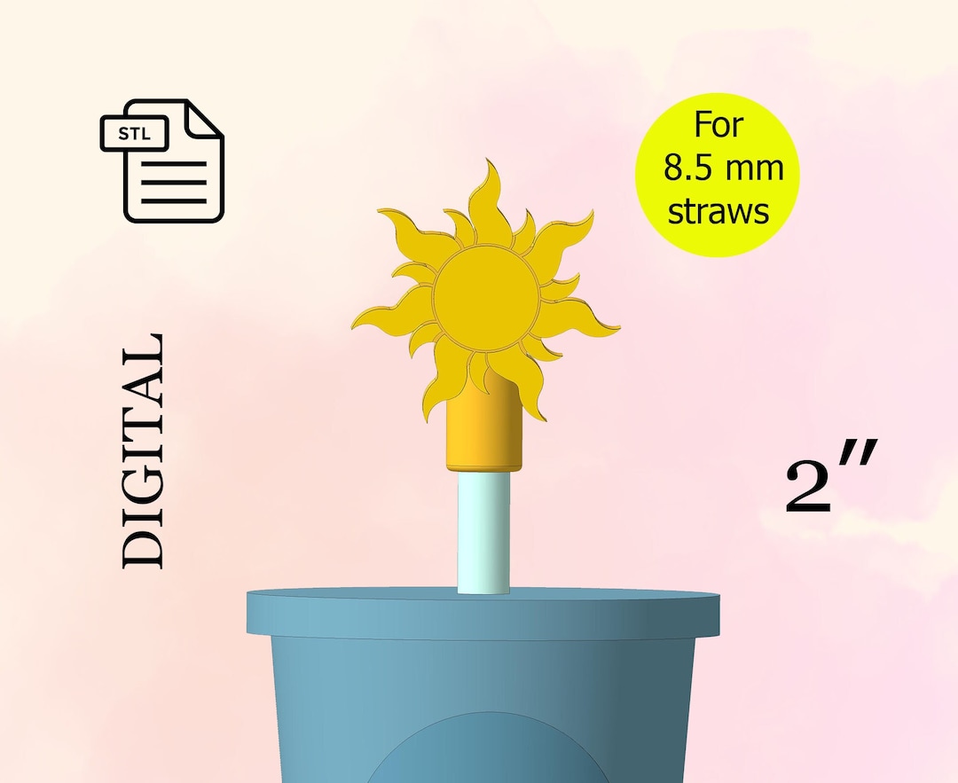 Sun Straw Topper STL File for 3D Printing, Baby Shower, Happy Birthday ...