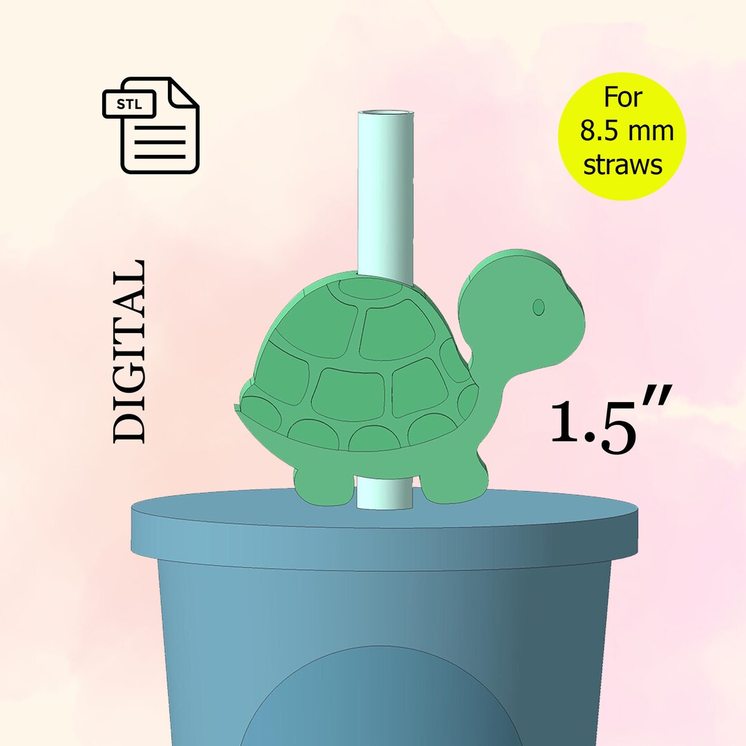 Sea Turtle Gift, Straw Topper, STL File for 3d Printing, for 8.5mm ...
