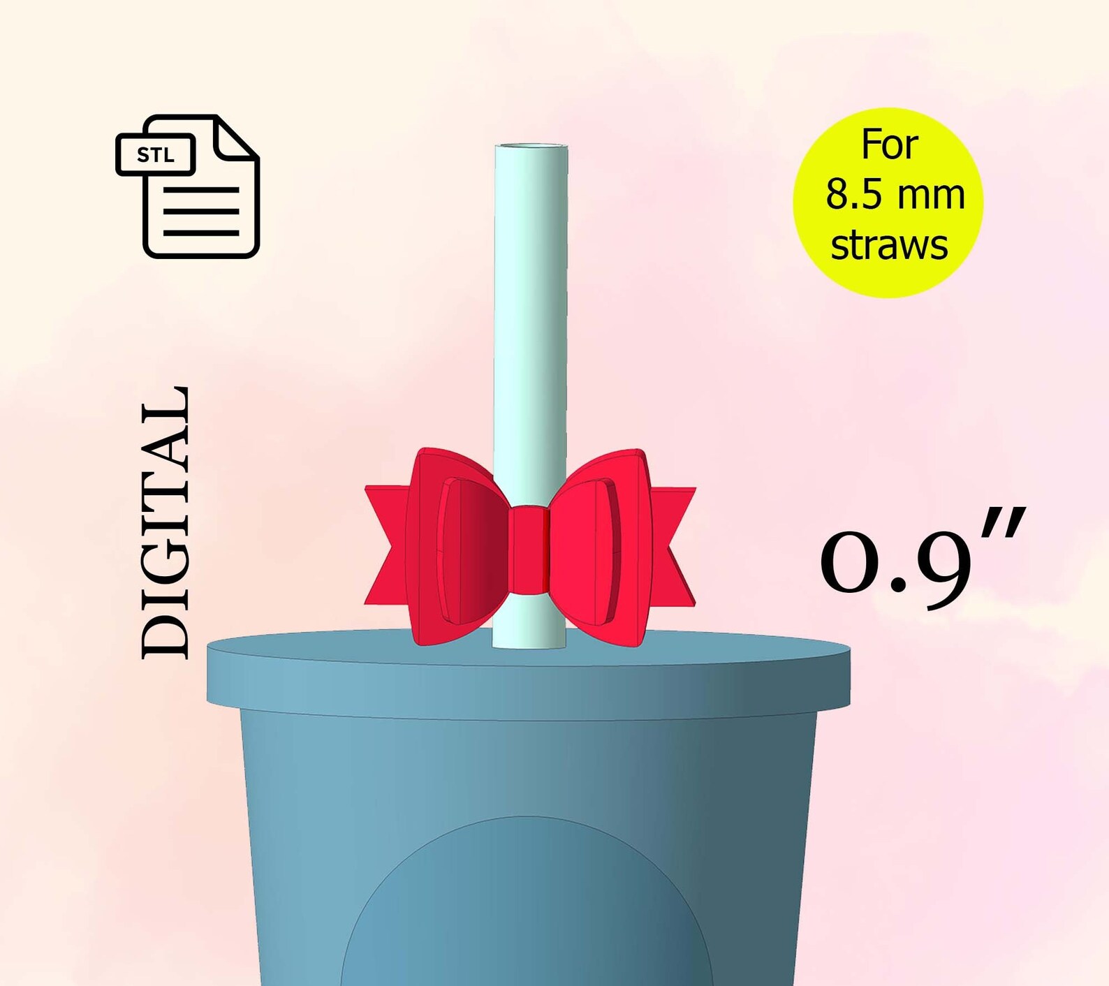 Bow Straw Topper, STL File for 3d Printing, 3d Print Stl File, Party ...