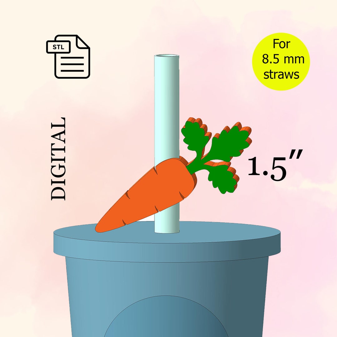 Carrots Straw Topper, STL File for 3d Printing, 3d Print STL File ...