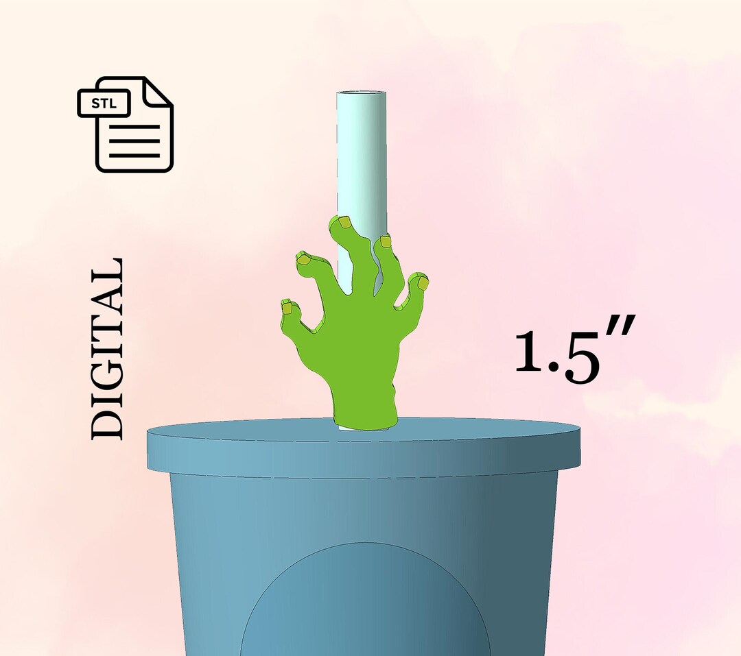 Zombie Hand Straw Topper Stl File for 3D Printing, Halloween Decoration ...