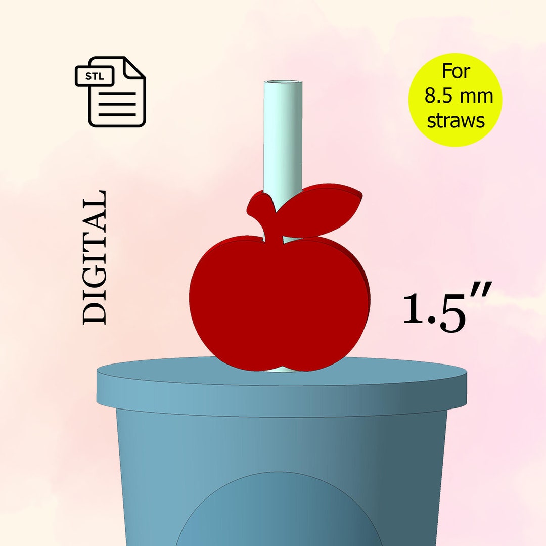 Simple Apple, Straw Topper STL File for 3D Printing, Back to School ...
