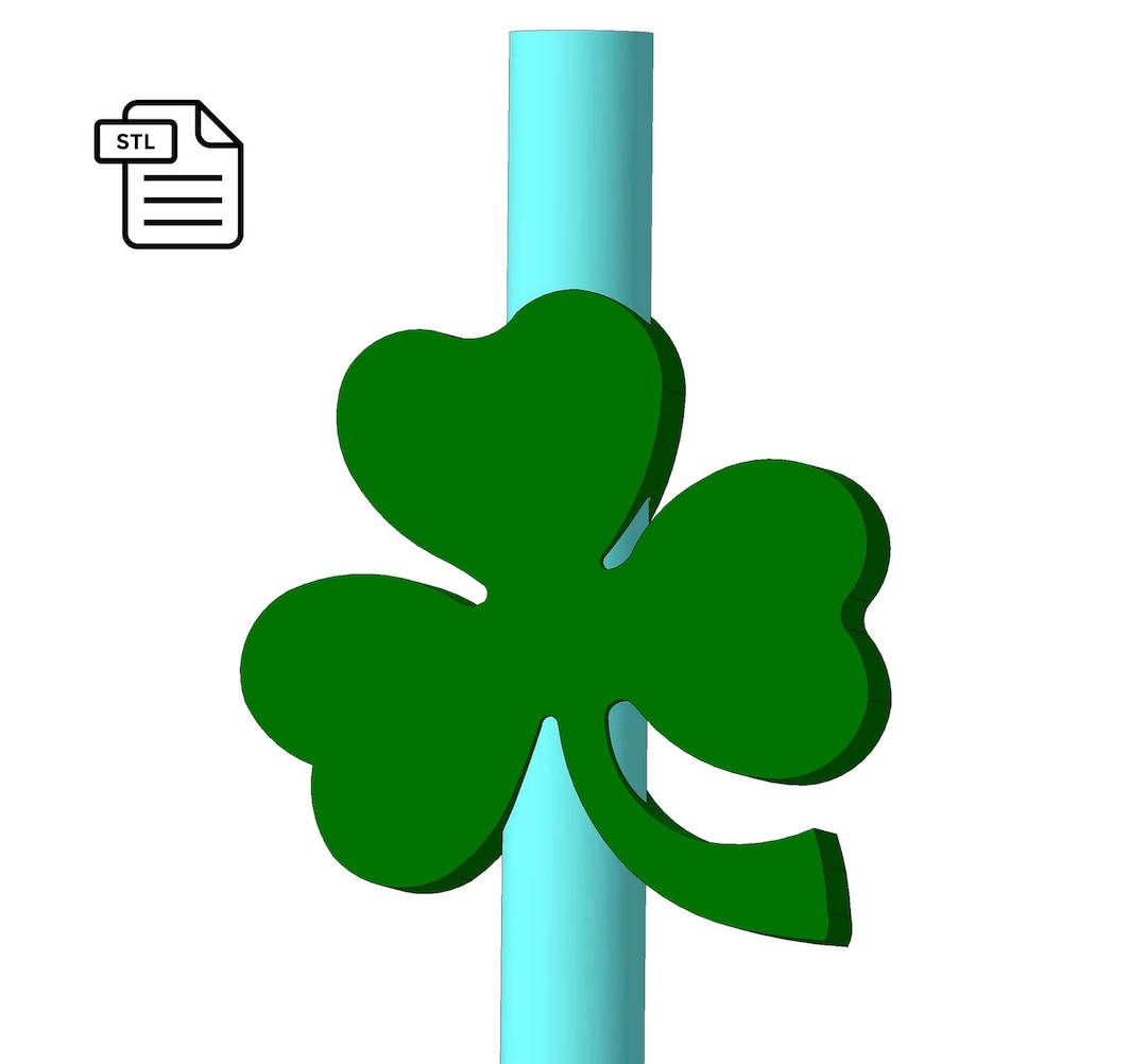 Three Leaf Clover Straw Topper Stl File for 3D Printing, Green Shamrock ...