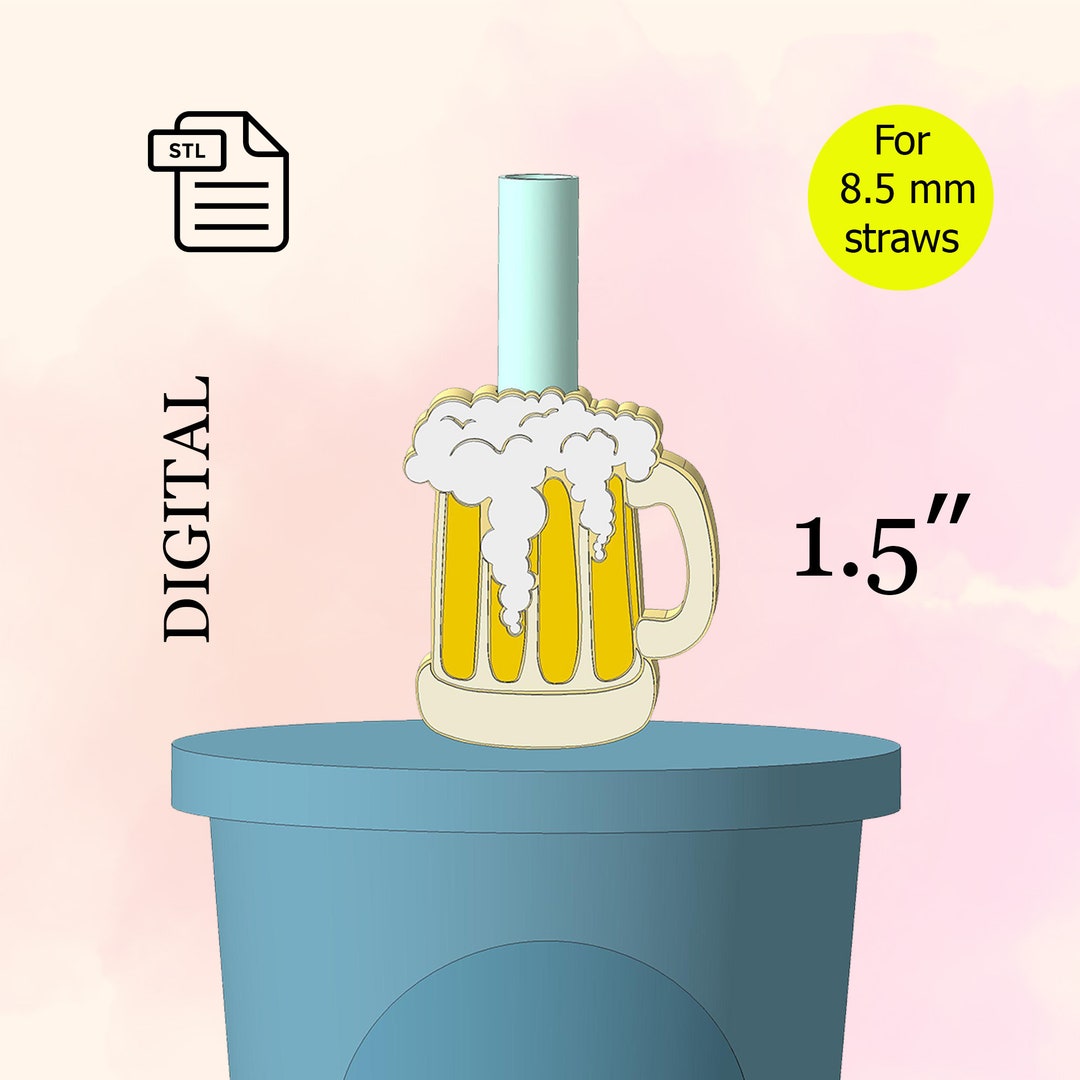 Beer Glass Straw Topper, STL File for 3d Printing, 3d Print Stl File ...