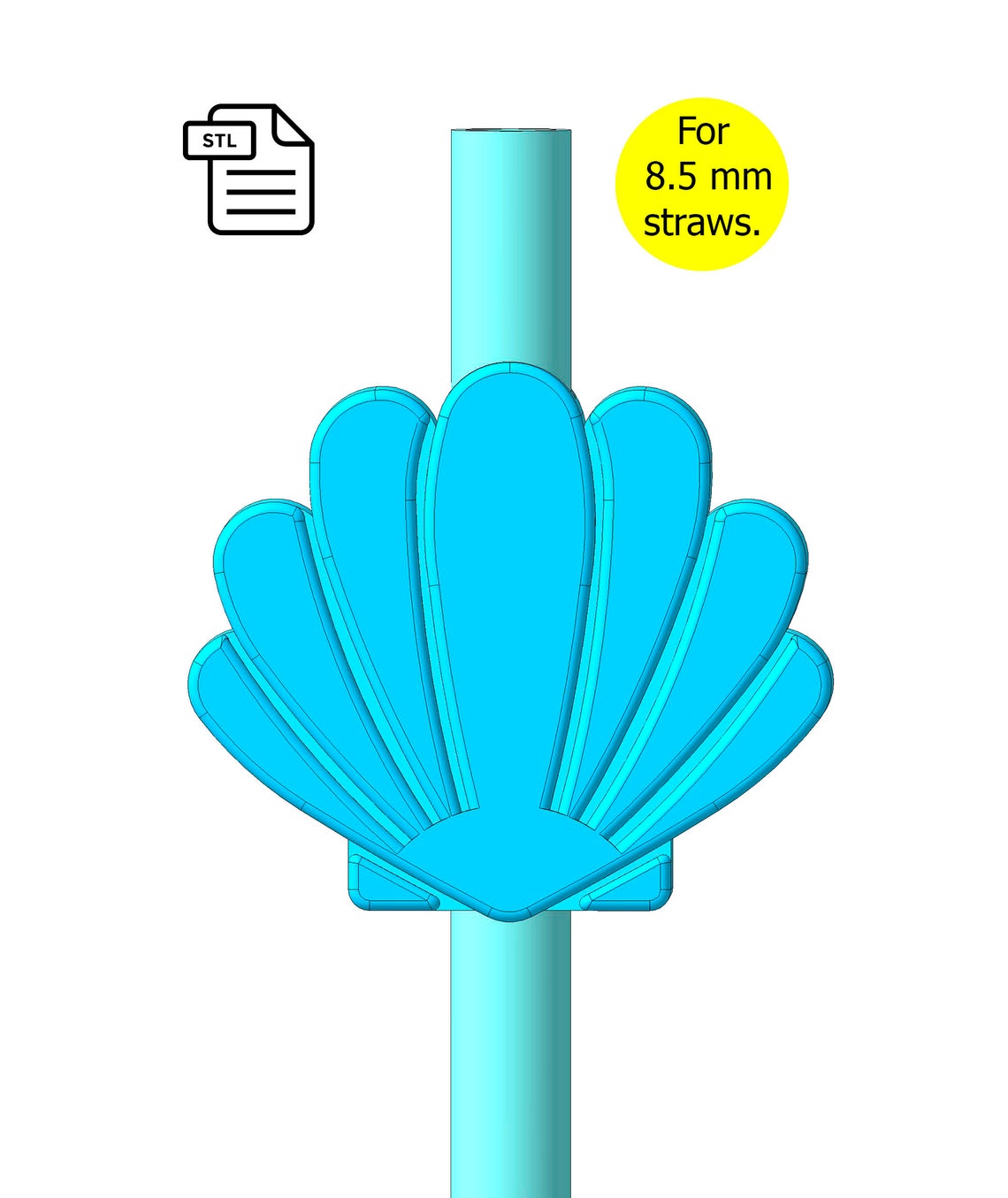 Sea Shell Straw Topper STL File for 3D Printing. - Etsy