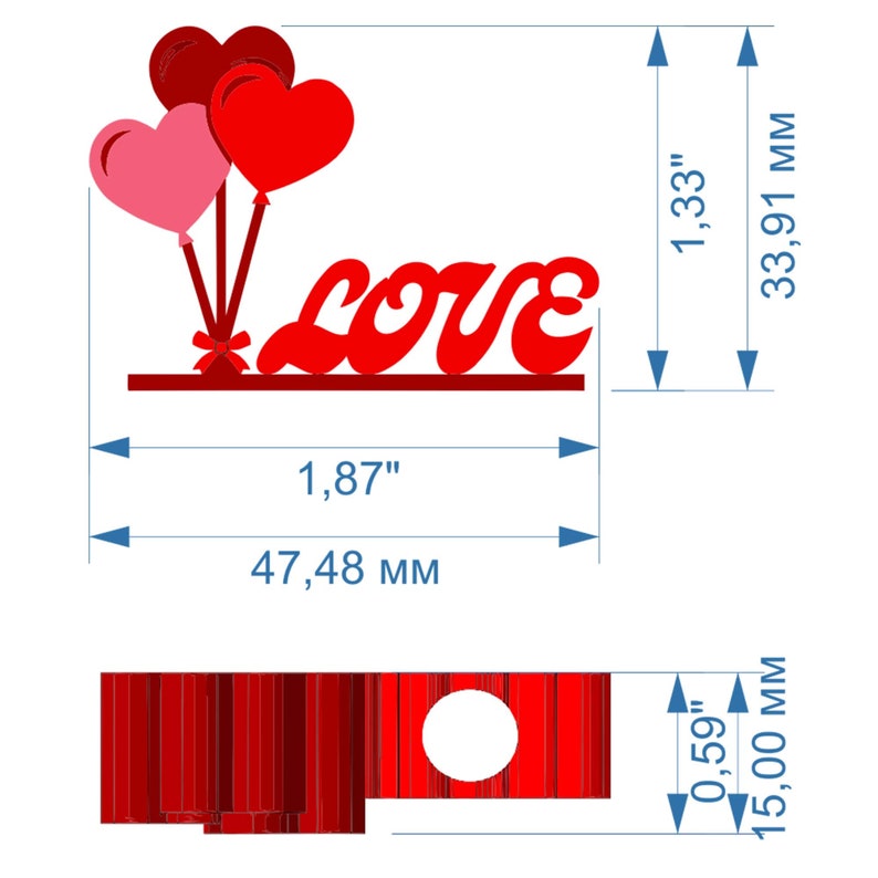 Valentine's Day, Hearts Hot Air Balloons, and Love Straw Topper STL ...
