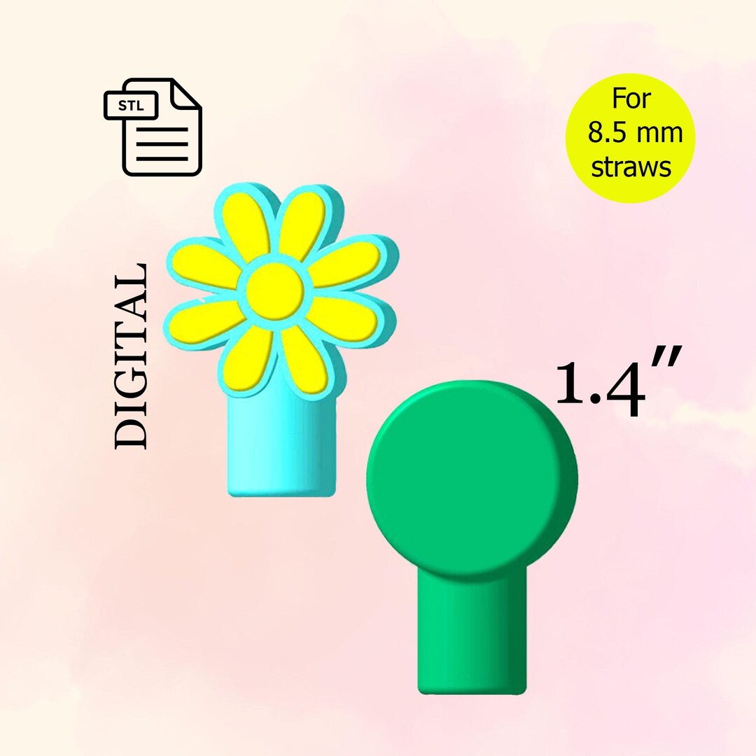 Straws Covers STL Files for 3D Printing, Flower Straw Cover, Instant ...