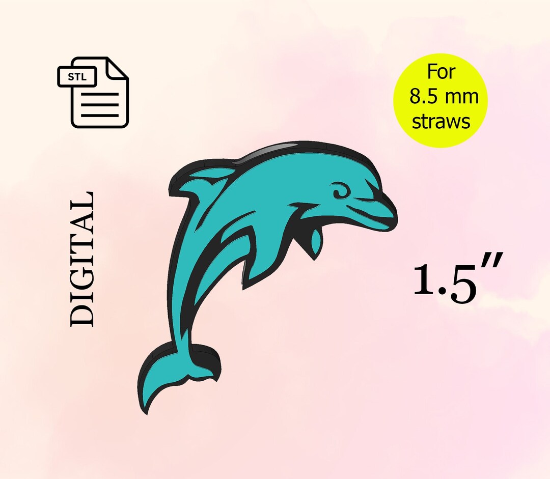 Straw Topper Dolphin, STL File for 3D Printing, Baby Shower, Happy ...