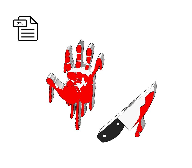 Bloody Knife Handprint, Scary Straw Toppers Stl Files for 3D Printing ...