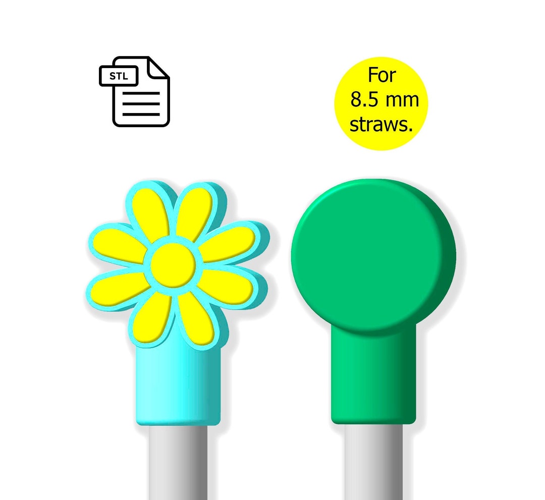 Straws Covers STL Files for 3D Printing, Flower Straw Cover, Instant ...