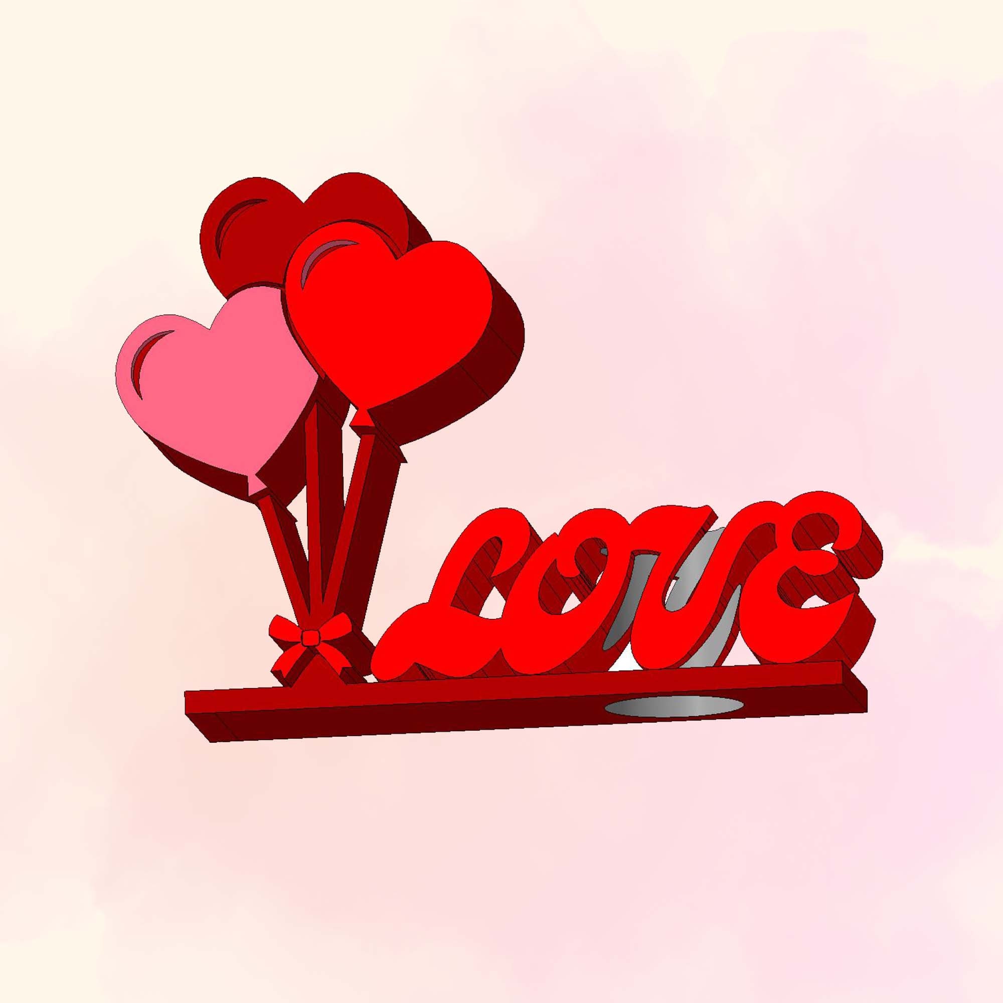 Valentine's Day, Hearts Hot Air Balloons, and Love Straw Topper STL ...