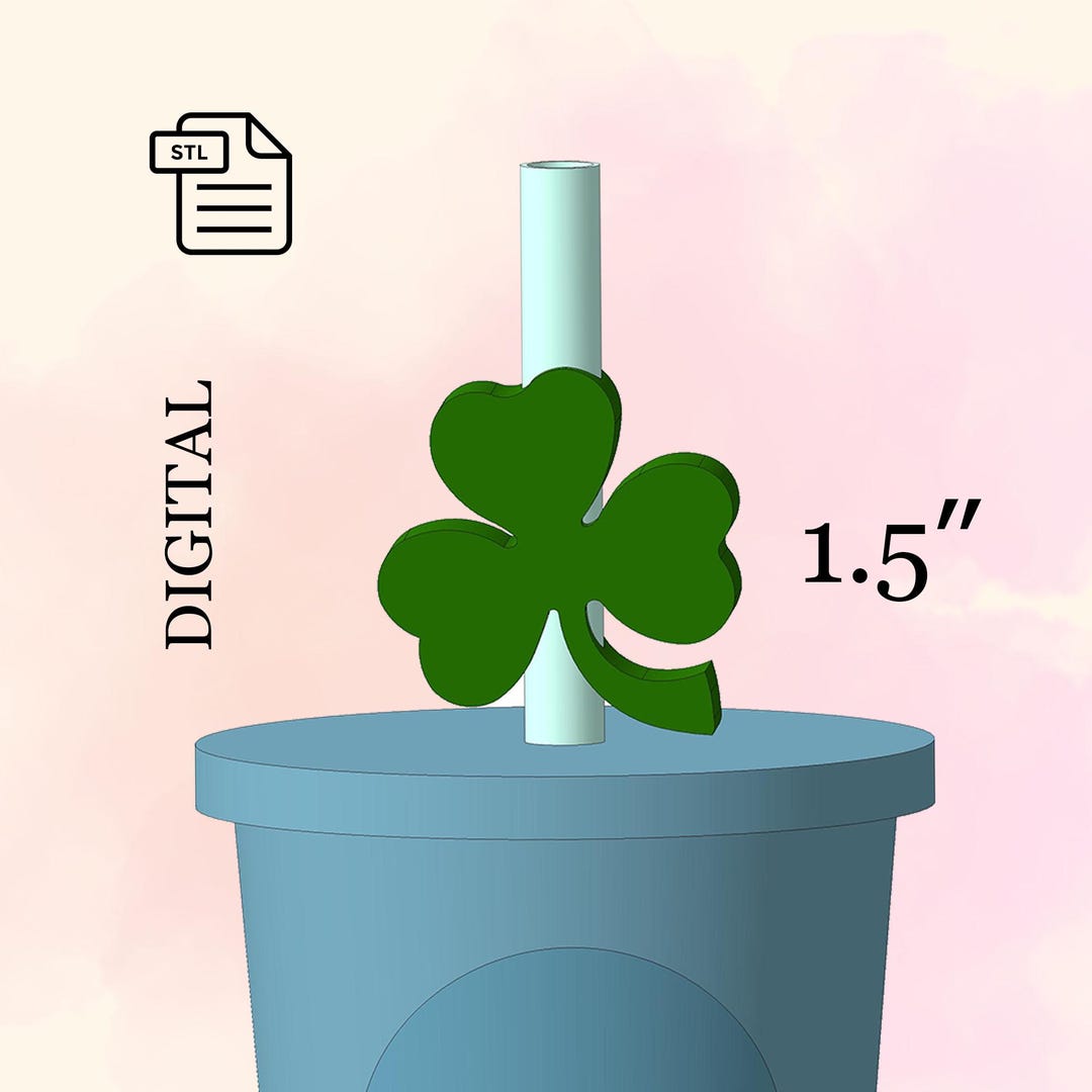 Three Leaf Clover Straw Topper Stl File for 3D Printing, Green Shamrock ...