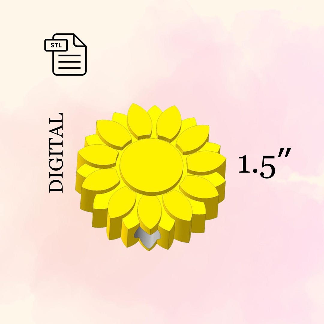 Sunflower Straw Topper STL File for 3D Printing, Baby Shower, Happy ...