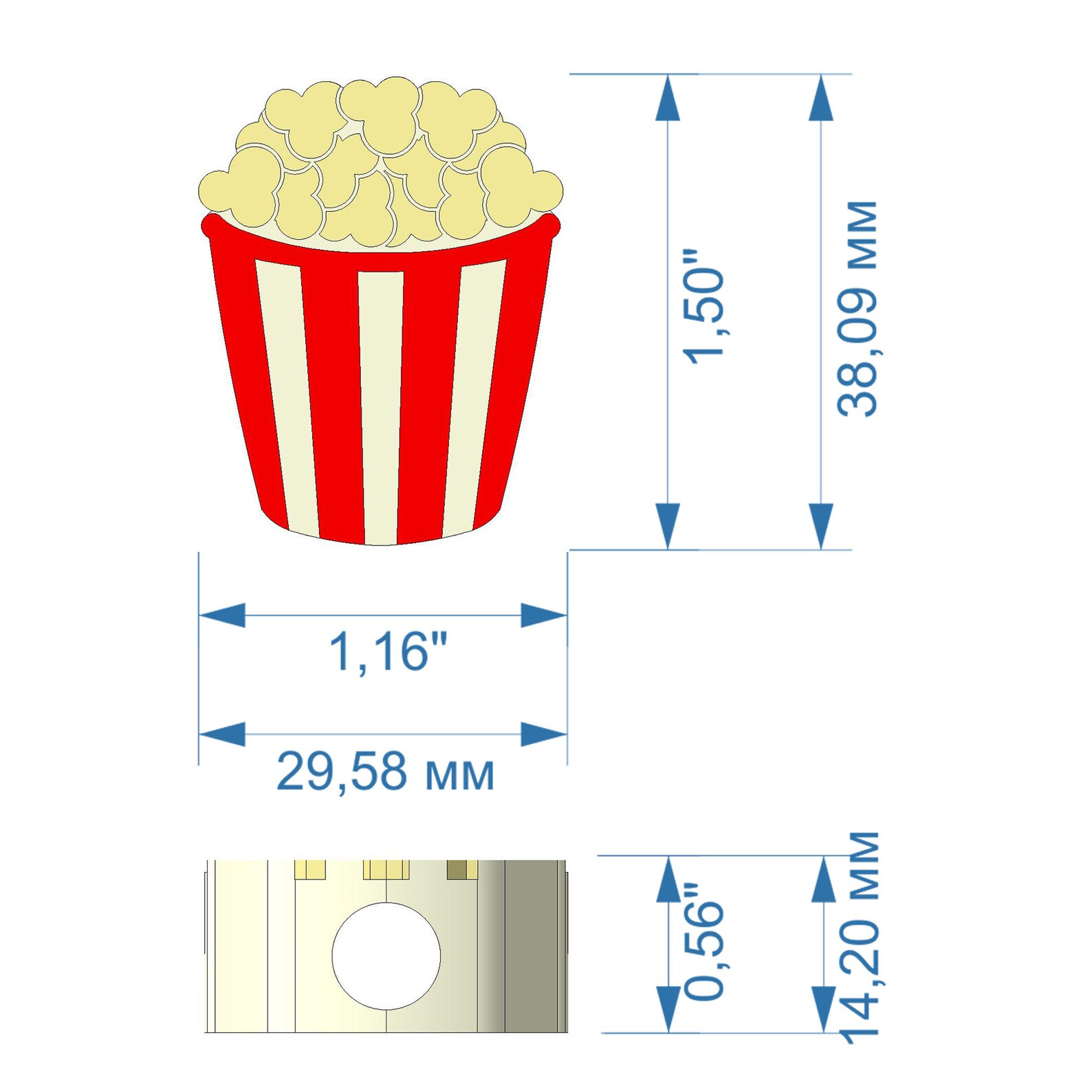 Popcorn Straw Topper, STL File for 3d Printing, 3d Print STL File ...