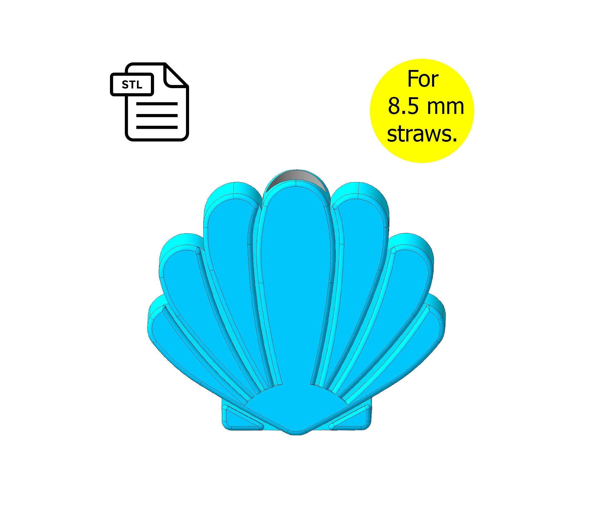 Sea Shell Straw Topper STL File for 3D Printing. - Etsy