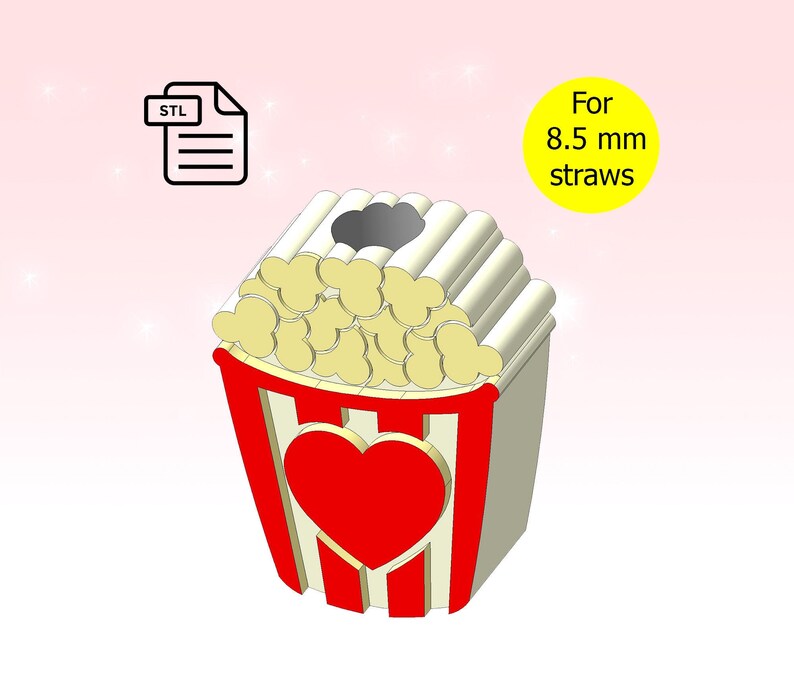 Popcorn Straw Topper STL File for 3D Printing, Tumbler Accessories ...