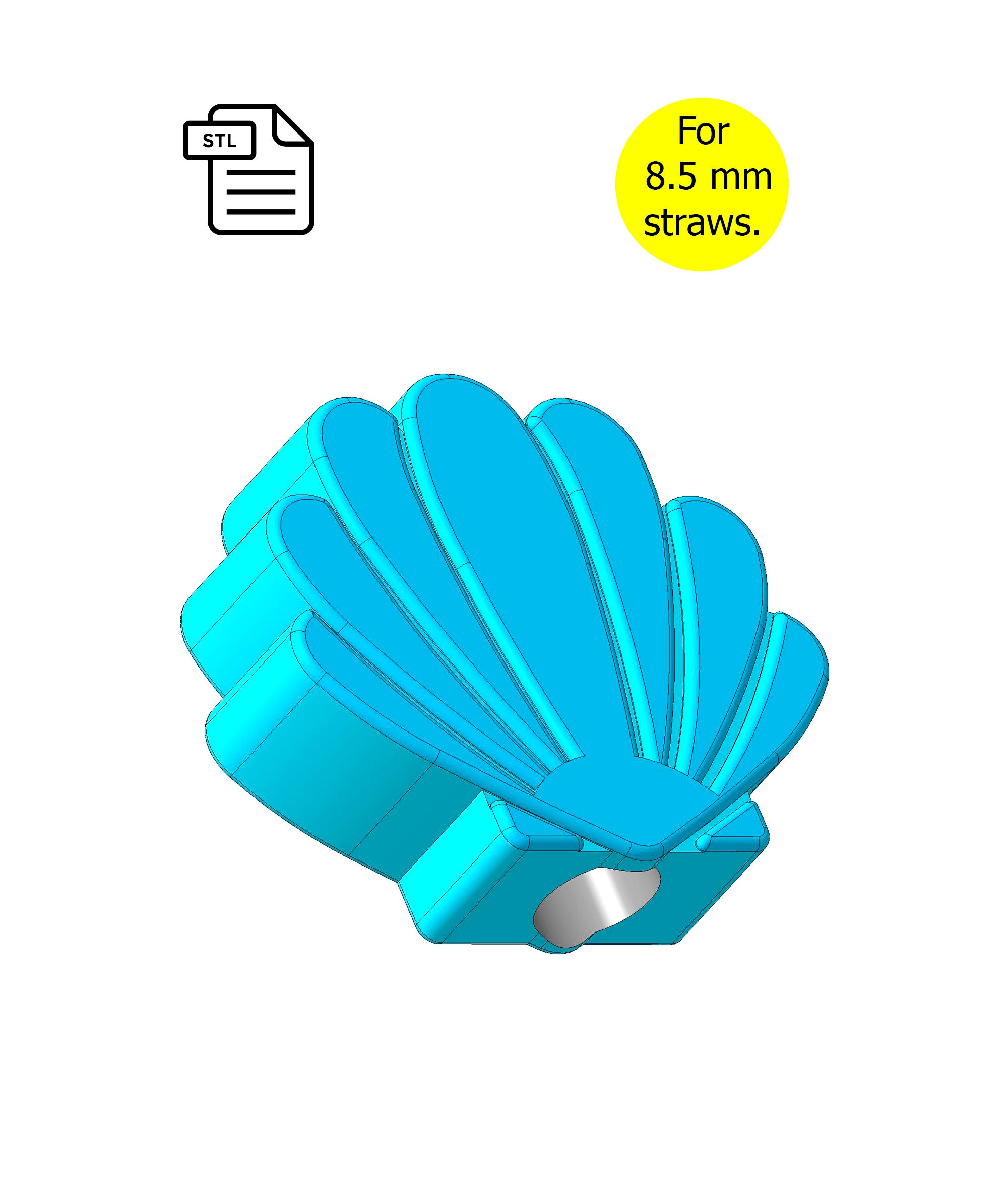Sea Shell Straw Topper STL File for 3D Printing. - Etsy