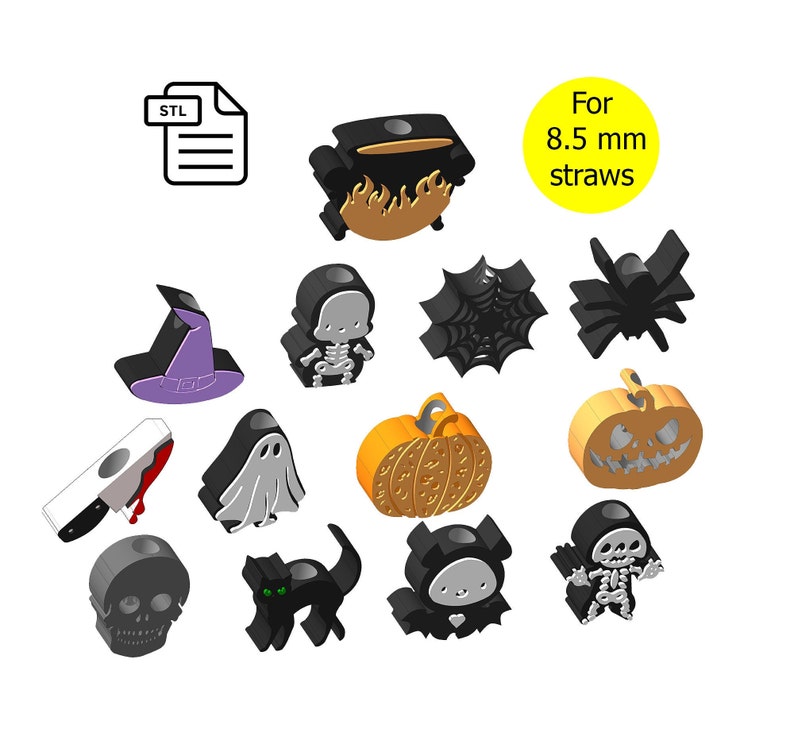 13 Stl Files for 3D Printing Bundle Halloween Straw Toppers - Etsy