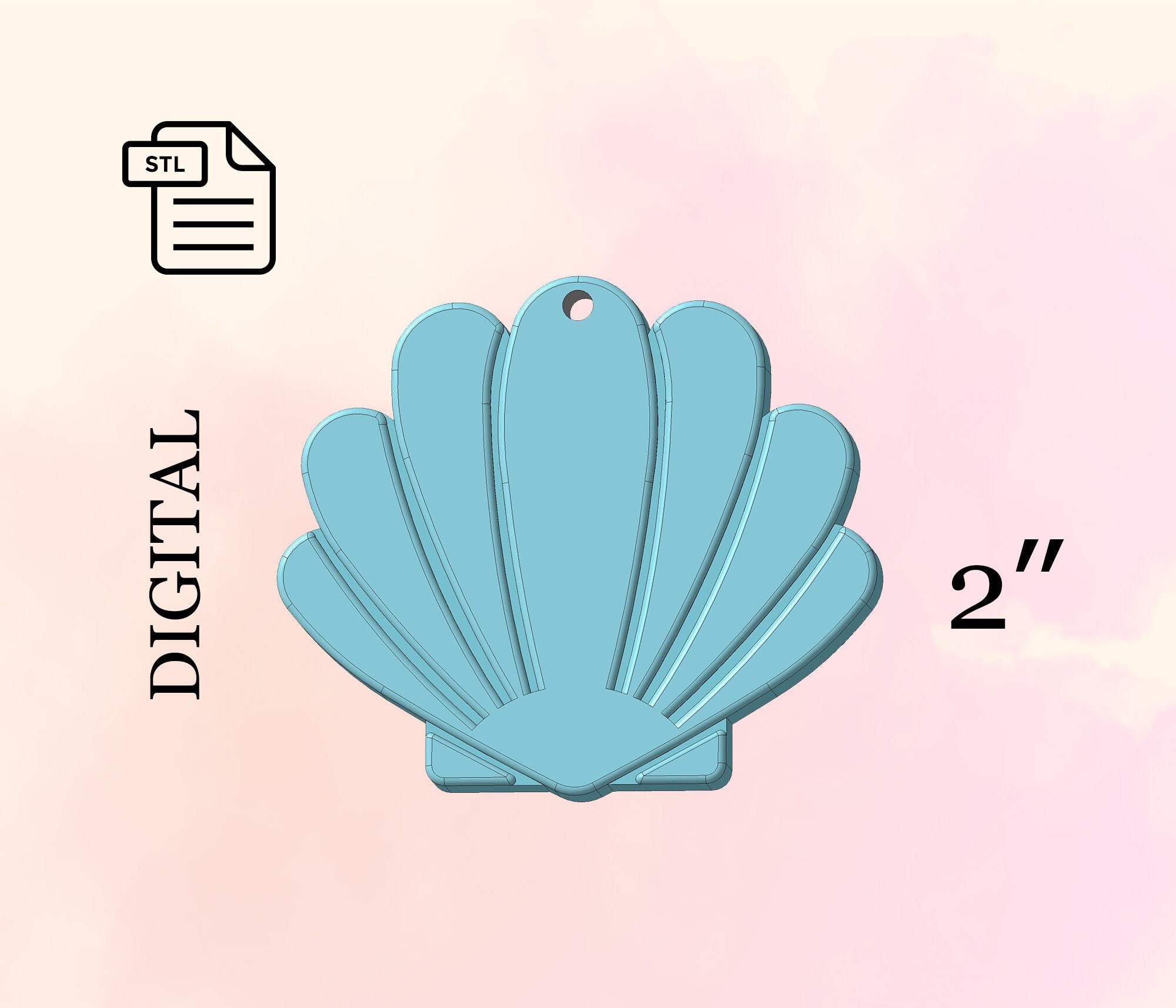 Keychain Seashell Stl File for 3D Printing, Keyring, Personalized Key ...