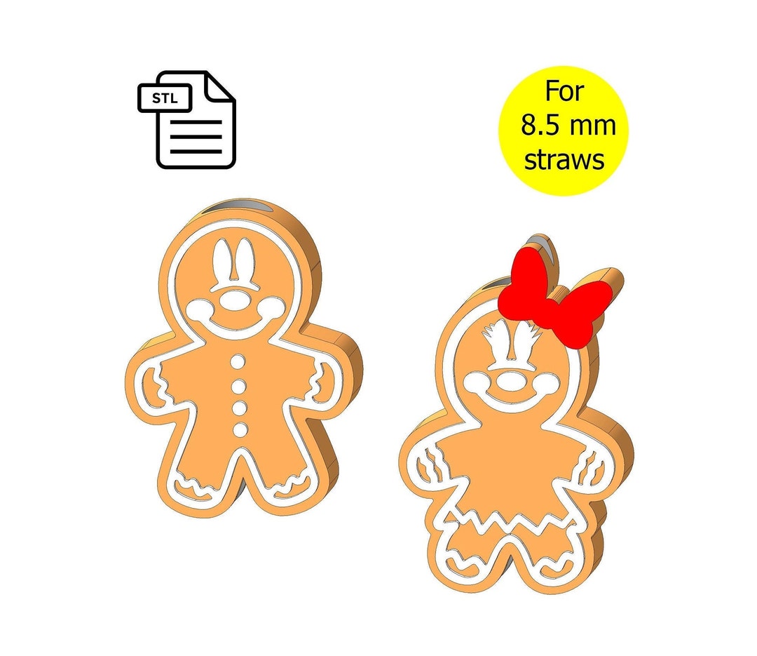Gingerbread Man, Gingerbread Girl, Straw Toppers STL Files for 3D ...