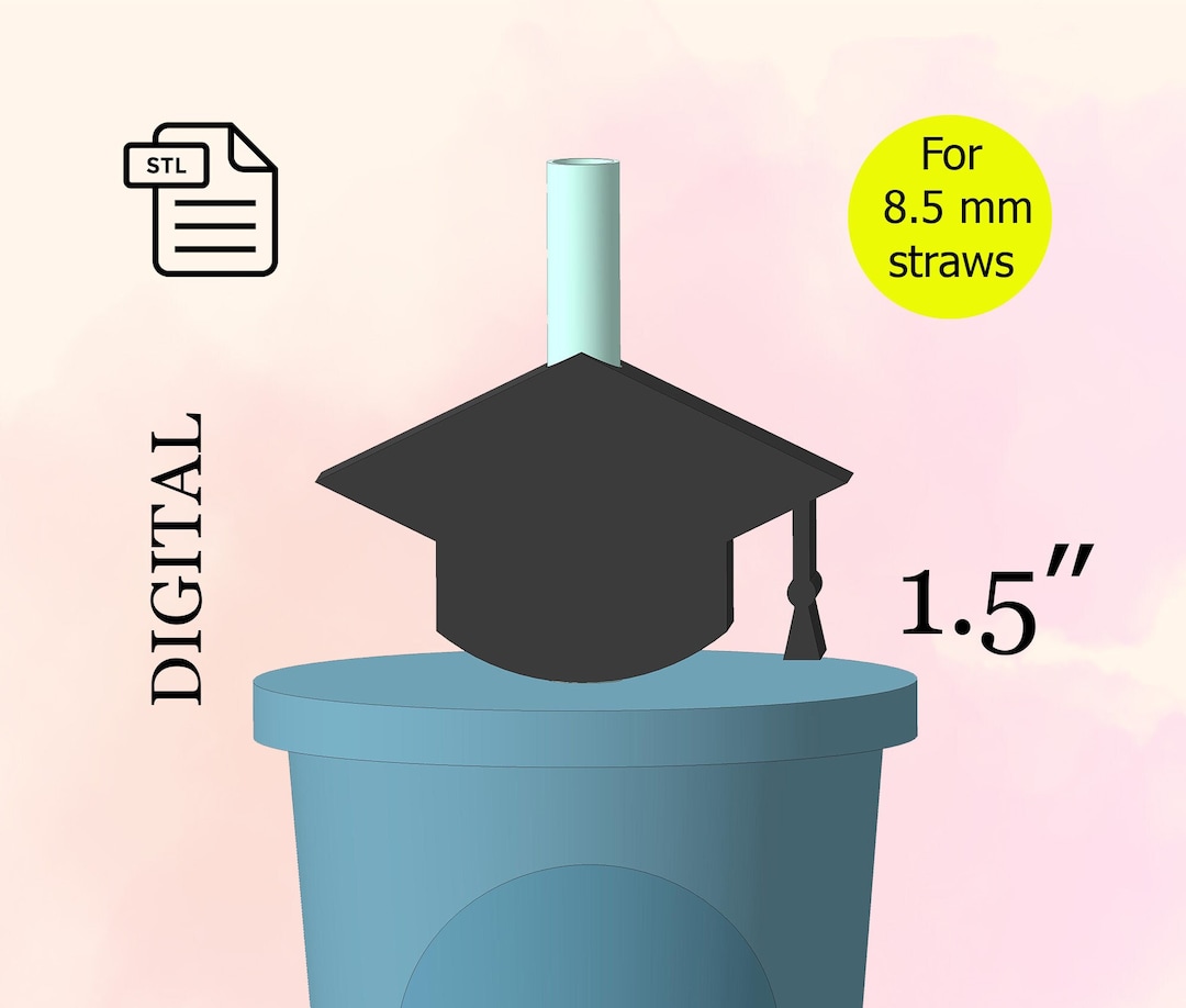 Graduation Cap 3d Print File, Straw Topper, STL File for 3d Printing ...
