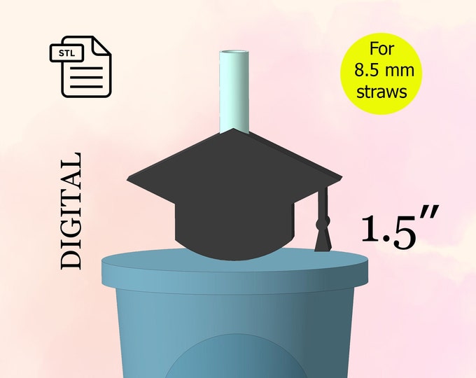 Graduation Cap 3d Print File, Straw Topper, STL File for 3d Printing ...