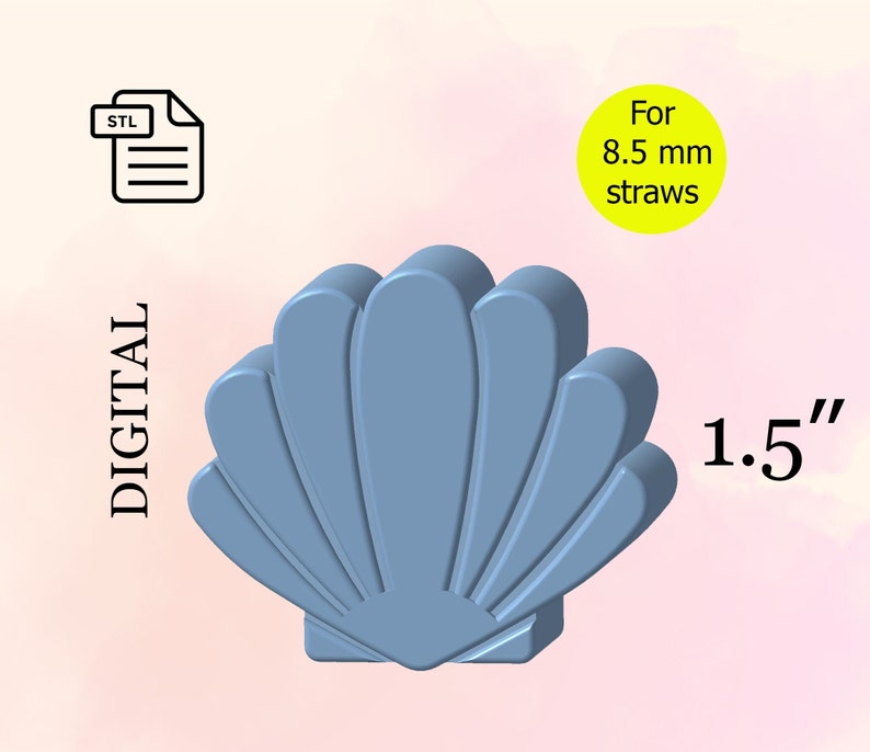Straw Cover Seashell, Straw Topper STL File for 3d Printing, Summer ...