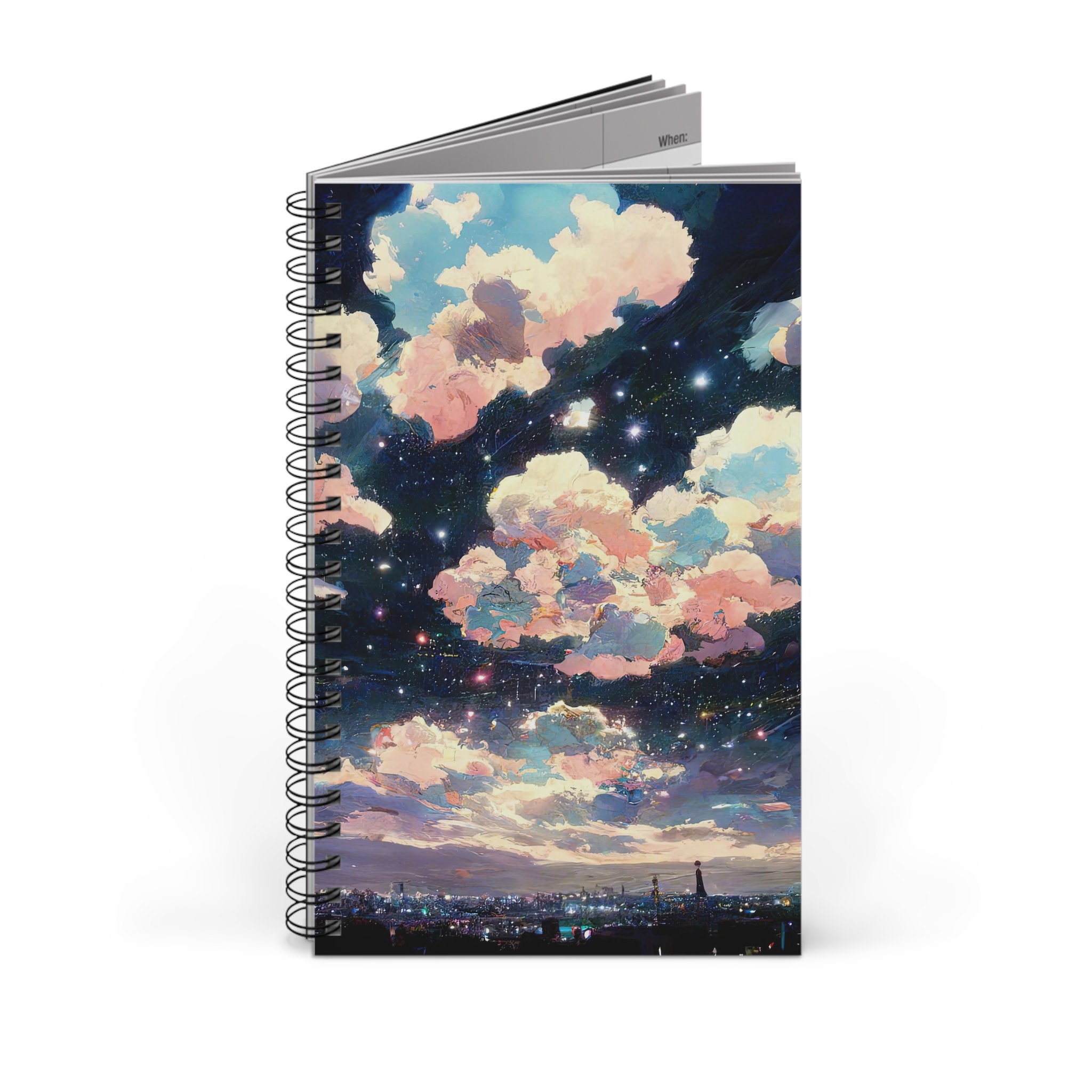 Stars Clouds Anime Artwork Notebook A5 Sketchbook Night Sky - Etsy